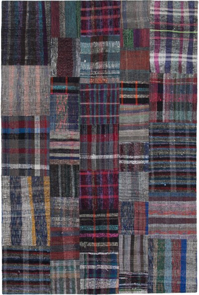 Bespoky Kırk Yama Gri Patchwork Pamuk Yün El Dokuma Alan Halısı Bespoky Kırk Yama Gri Patchwork Pamuk Yün El Dokuma Alan Halısı