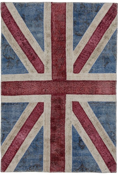 Bespoky Flag Patchwork Mavi Figürlü Pamuk Yün El Dokuma Alan Halısı Bespoky Flag Patchwork Mavi Figürlü Pamuk Yün El Dokuma Alan Halısı