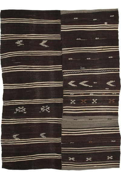Bespoky Striped Kilim Kahverengi Çizgili Keçi Tüyü El Dokuma Alan Halısı Bespoky Striped Kilim Kahverengi Çizgili Keçi Tüyü El Dokuma Alan Halısı