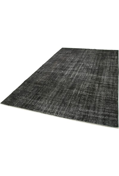 Bespoky Overdyed Vintage Siyah Eskitme Pamuk Yün El Dokuma Alan Halısı