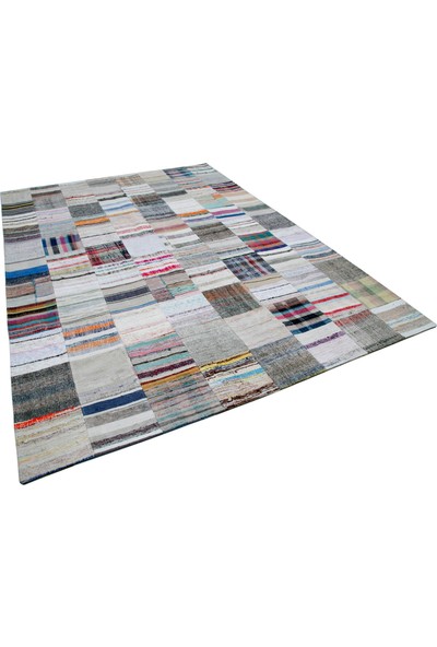 Bespoky Kırk Yama Gri Patchwork Pamuk Yün El Dokuma Alan Halısı Bespoky Kırk Yama Gri Patchwork Pamuk Yün El Dokuma Alan Halısı