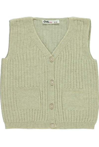 Civil Girls Kız Çocuk Triko Yelek 2-5 Yaş Bej