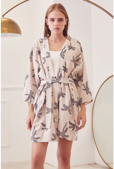Desenli Kimono-Siyah
