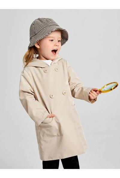 Little Humor Bear Kapüşonlu Bej Trençkot Little Humor Bear Kapüşonlu Bej Trençkot