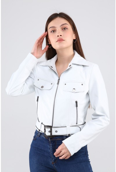 CE-YIL Kadın Deri Spor Mont