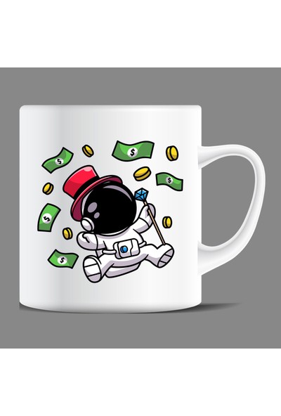 Red White Çift Taraflı Baskılı Porselen Seramik Sevimli Astronot ve Dolar Kahve Kupası Red White Çift Taraflı Baskılı Porselen Seramik Sevimli Astronot ve Dolar Kahve Kupası