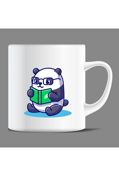 Red White Çift Taraflı Baskılı Porselen Seramik Kitap Okuyan Tatlı Panda Kahve Kupası Red White Çift Taraflı Baskılı Porselen Seramik Kitap Okuyan Tatlı Panda Kahve Kupası