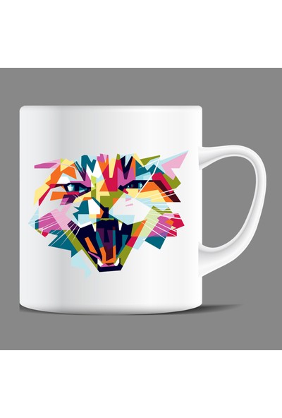 Red White Çift Taraflı Baskılı Porselen Seramik Pastel Ton Kedi Kahve Kupası