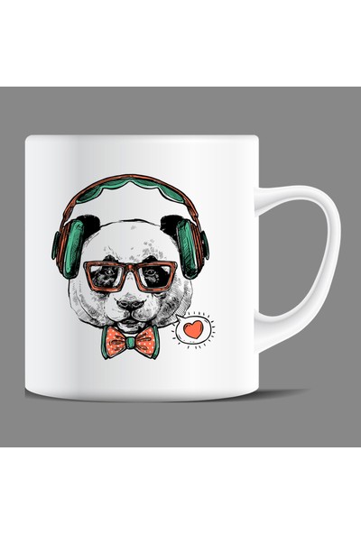 Red White Çift Taraflı Baskılı Porselen Seramik Cool Panda Çizim Kahve Kupası Red White Çift Taraflı Baskılı Porselen Seramik Cool Panda Çizim Kahve Kupası