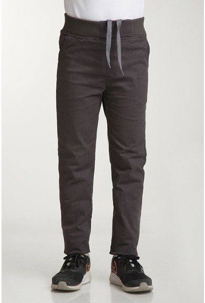 Nacar Okul Pantolonu Lastikli Ribana Bel Kanvas Çocuk Pantolonu