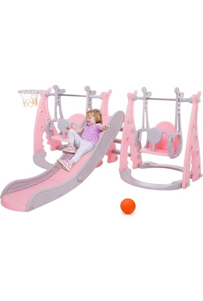 Laki Toys Pembe 2 Salıncak 1 Kaydırak 1 Pota