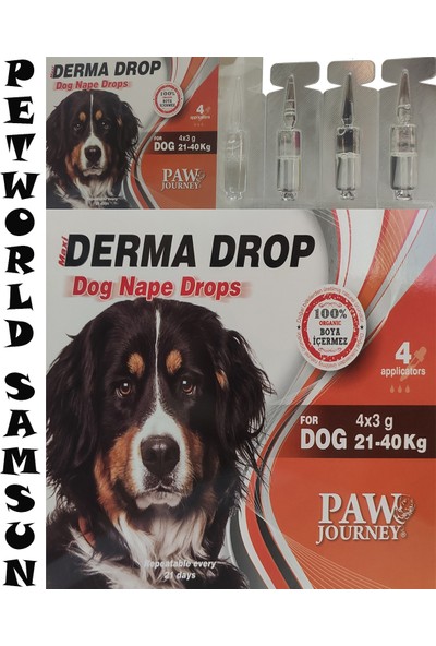 Paw Journey 4'lü Köpek Dış Parazit Damlası Bitkisel Deri Bakım Ürünü 21-40KG Paw Journey 4'lü Köpek Dış Parazit Damlası Bitkisel Deri Bakım Ürünü 21-40KG