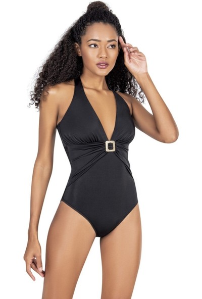 Rapapa Kadın Aksesuar Detaylı Siyah Mayo 22021