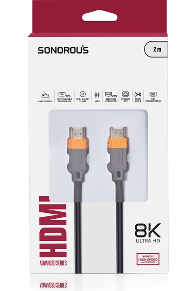 Sonorous HDMI Kablo 8k 2mt Sonorous HDMI Kablo 8k 2mt