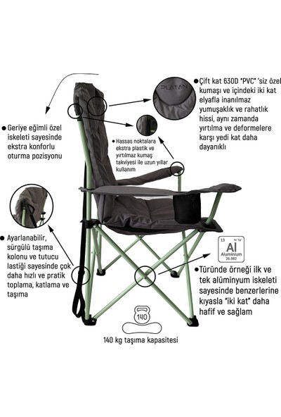 Platan Chair Ones-L Hafif Katlanır Kamp Piknik Sandalyesi - Koltuğu Xl Platan Chair Ones-L Hafif Katlanır Kamp Piknik Sandalyesi - Koltuğu Xl
