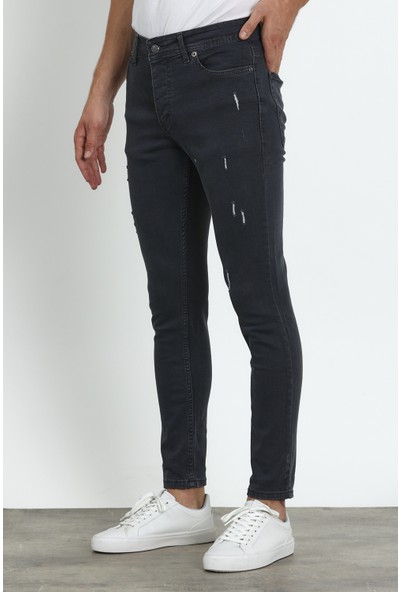 Erkek Italyan Kesim Lazerli Kot Pantolon