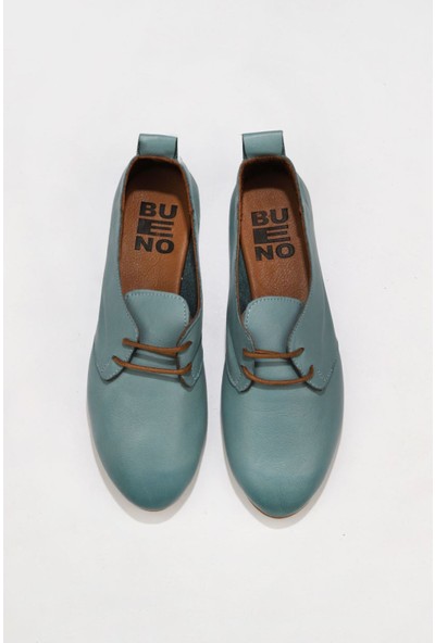 Bueno Shoes Mavi Deri Kadın Düz Ayakkabı