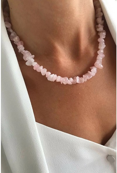Caxbern Pembe Kuvars Kırık Doğal Taş Kolye Caxbern Pembe Kuvars Kırık Doğal Taş Kolye
