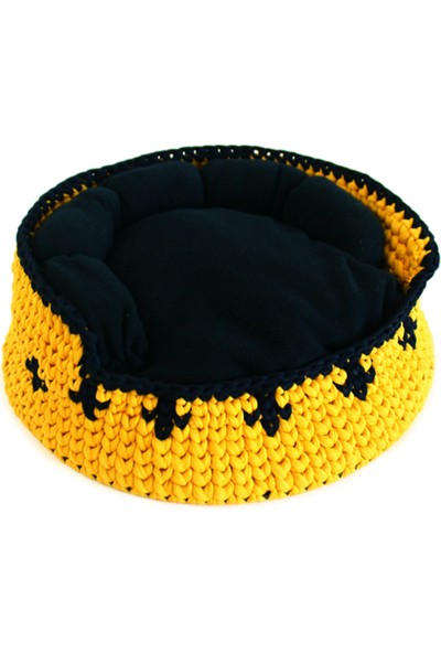 El Yapımı Kedi Köpek Yatağı Sarı Lacivert El Yapımı Kedi Köpek Yatağı Sarı Lacivert