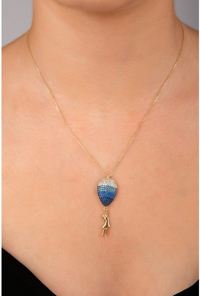 Mars Balon Tutan Kız Motifli Kolye