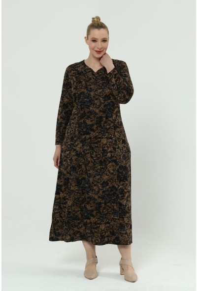 Likapa Kuplu Desenli Rahat Şık Tesettür Büyük Beden Anne Elbisesi - Siyah Antrasit EM05 Likapa Kuplu Desenli Rahat Şık Tesettür Büyük Beden Anne Elbisesi - Siyah Antrasit EM05