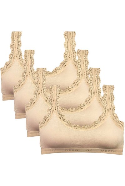 Royaleks 4 Adet Dantel Nakış Işlemeli Pedli Bambu Kadın Büstiyer Ten Royaleks 4 Adet Dantel Nakış Işlemeli Pedli Bambu Kadın Büstiyer Ten