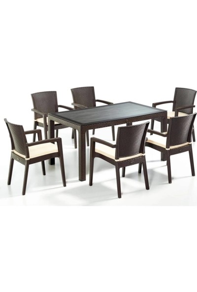 Dogant Ada 80X140 Camlı Rattan Takım 6 Koltuk 6 Mınder Dogant Ada 80X140 Camlı Rattan Takım 6 Koltuk 6 Mınder