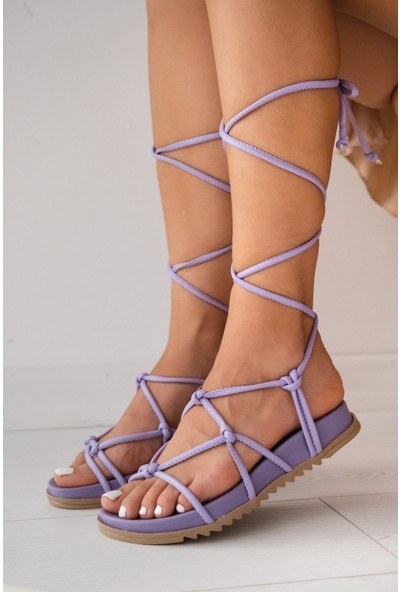 I Love Shoes Desronte Mat Deri Sandalet Lila