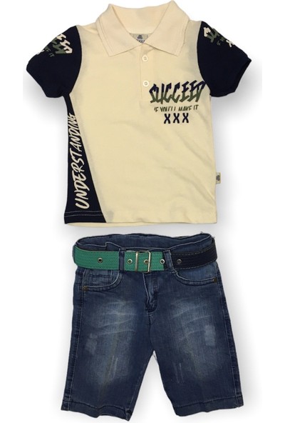 Wiggle Lacost T-Shırt Kot Kapri Erkek Çocuk Takım Krem