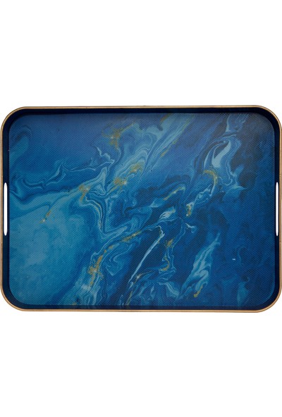 ZucciHome Vip Melodi Tepsi Büyük- Mavi Mermer Desen ZucciHome Vip Melodi Tepsi Büyük- Mavi Mermer Desen