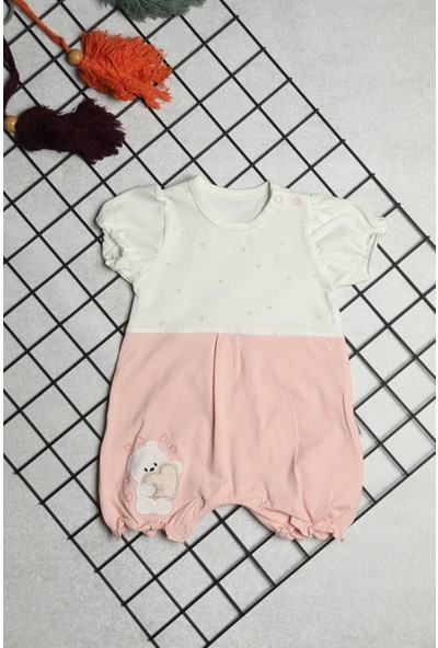 Misbon Kız Bebek Kısa Tulum Yıldız Baskılı %100 Pamuk