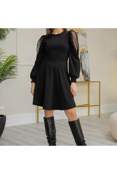 Uygun Moda Butik Uzun Kol Kısa Elbise