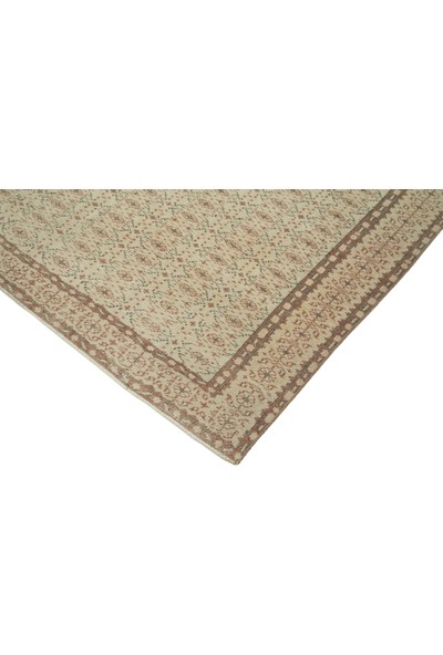 Bespoky Vintage Bej Eskitme Pamuk Yün El Dokuma Alan Halısı Bespoky Vintage Bej Eskitme Pamuk Yün El Dokuma Alan Halısı