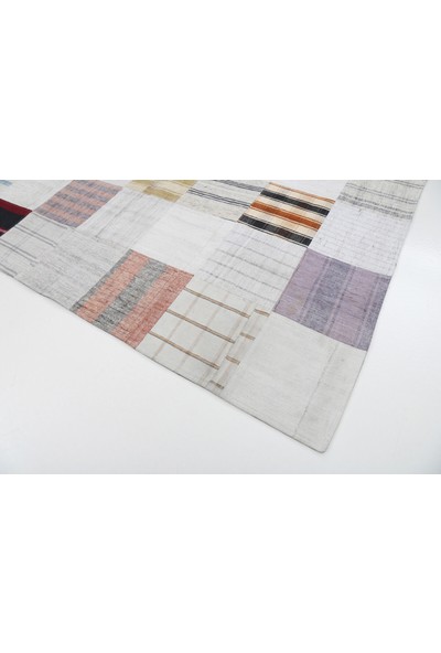 Bespoky Kırk Yama Bej Patchwork Pamuk Yün El Dokuma Alan Halısı Bespoky Kırk Yama Bej Patchwork Pamuk Yün El Dokuma Alan Halısı