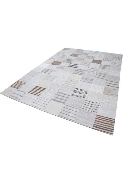 Bespoky Kırk Yama Beyaz Patchwork Pamuk Yün El Dokuma Alan Halısı Bespoky Kırk Yama Beyaz Patchwork Pamuk Yün El Dokuma Alan Halısı