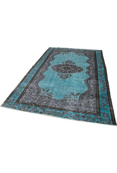 Bespoky Oyma Vintage Turkuaz Eskitme Pamuk Yün El Dokuma Alan Halısı Bespoky Oyma Vintage Turkuaz Eskitme Pamuk Yün El Dokuma Alan Halısı