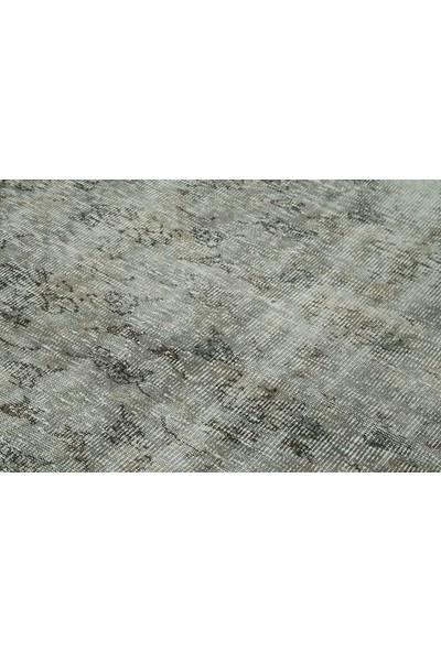 Bespoky Overdyed Vintage Gri Eskitme Pamuk Yün El Dokuma Alan Halısı
