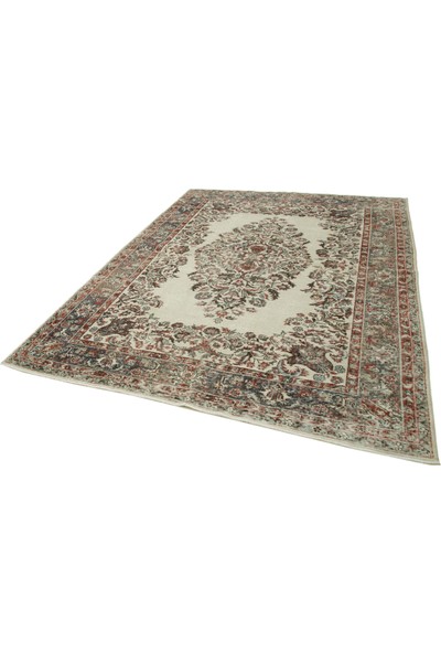 Bespoky Vintage Bej Eskitme Pamuk Yün El Dokuma Alan Halısı Bespoky Vintage Bej Eskitme Pamuk Yün El Dokuma Alan Halısı