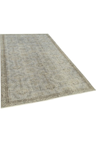 Bespoky Overdyed Vintage Gri Eskitme Pamuk Yün El Dokuma Alan Halısı