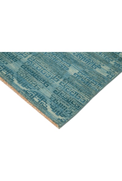 Bespoky Tebriz Mavi Klasik Pamuk Yün El Dokuma Alan Halısı