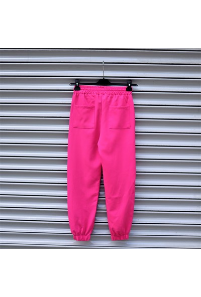 Saylık Likralı Rahat Kesim Pembe Atlas Kadın Pantolon