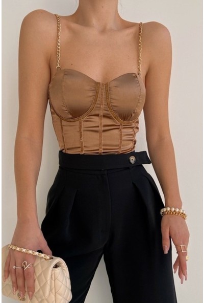 Ortaya Çık Zincir Askılı Bluz