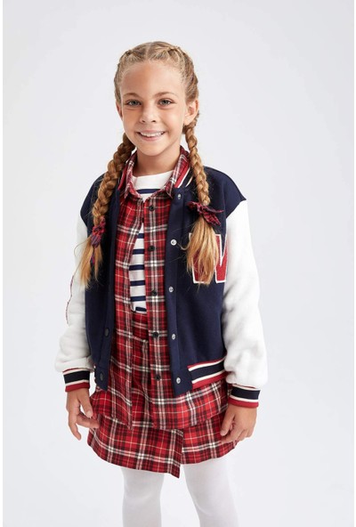 DeFacto Kız Çocuk Regular Fit Kolej Yaka Bomber Kalın Kumaş Hırka X9668A622AU DeFacto Kız Çocuk Regular Fit Kolej Yaka Bomber Kalın Kumaş Hırka X9668A622AU