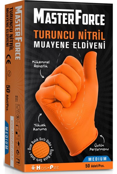 Has-pet Has - Pet 3'lü Masterforce Turuncu Nitril Eldiven M Has-pet Has - Pet 3'lü Masterforce Turuncu Nitril Eldiven M