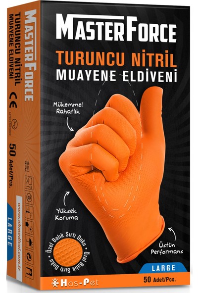 Has-pet Has - Pet 5'li Masterforce Turuncu Nitril Eldiven L Has-pet Has - Pet 5'li Masterforce Turuncu Nitril Eldiven L