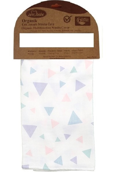 Sevi Bebe Organik Müslin Battaniye 80X80 cm Renkli Üçgen Desen