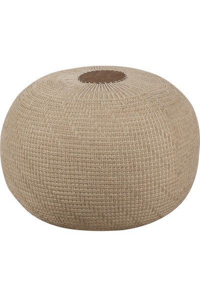 Ems Casa El Yapımı Yayvan Örgü Puf Bej
