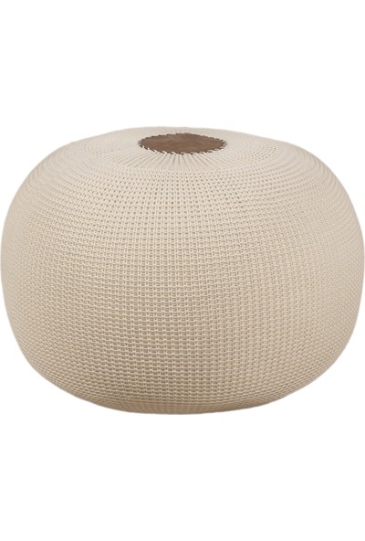 Ems Casa El Yapımı Yayvan Örgü Puf Fildişi