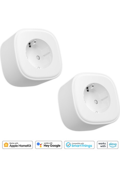 Meross Wi-Fi Apple Homekit Google Assistant ve Alexa Uyumlu Akım Korumalı Akıllı Iki Adet Tekli Priz SETI-MSS210-2 Meross Wi-Fi Apple Homekit Google Assistant ve Alexa Uyumlu Akım Korumalı Akıllı Iki Adet Tekli Priz SETI-MSS210-2