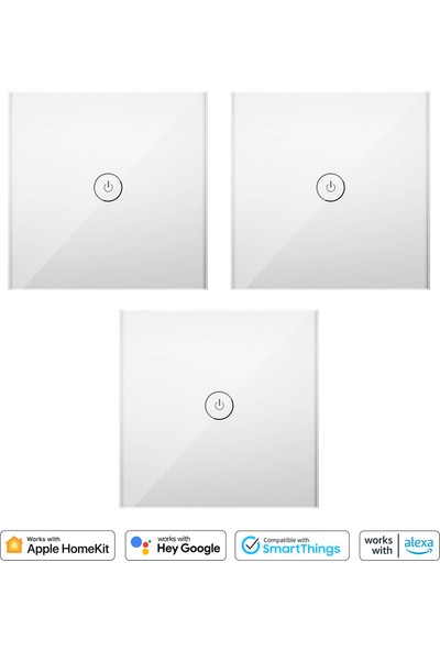 Meross Wi-Fi Apple Homekit Google Assistant ve Alexa Uyumlu Tek Yönlü Dokunmatik Üç Adet Akıllı Duvar Anahtar SETI-MSS510-3 Meross Wi-Fi Apple Homekit Google Assistant ve Alexa Uyumlu Tek Yönlü Dokunmatik Üç Adet Akıllı Duvar Anahtar SETI-MSS510-3